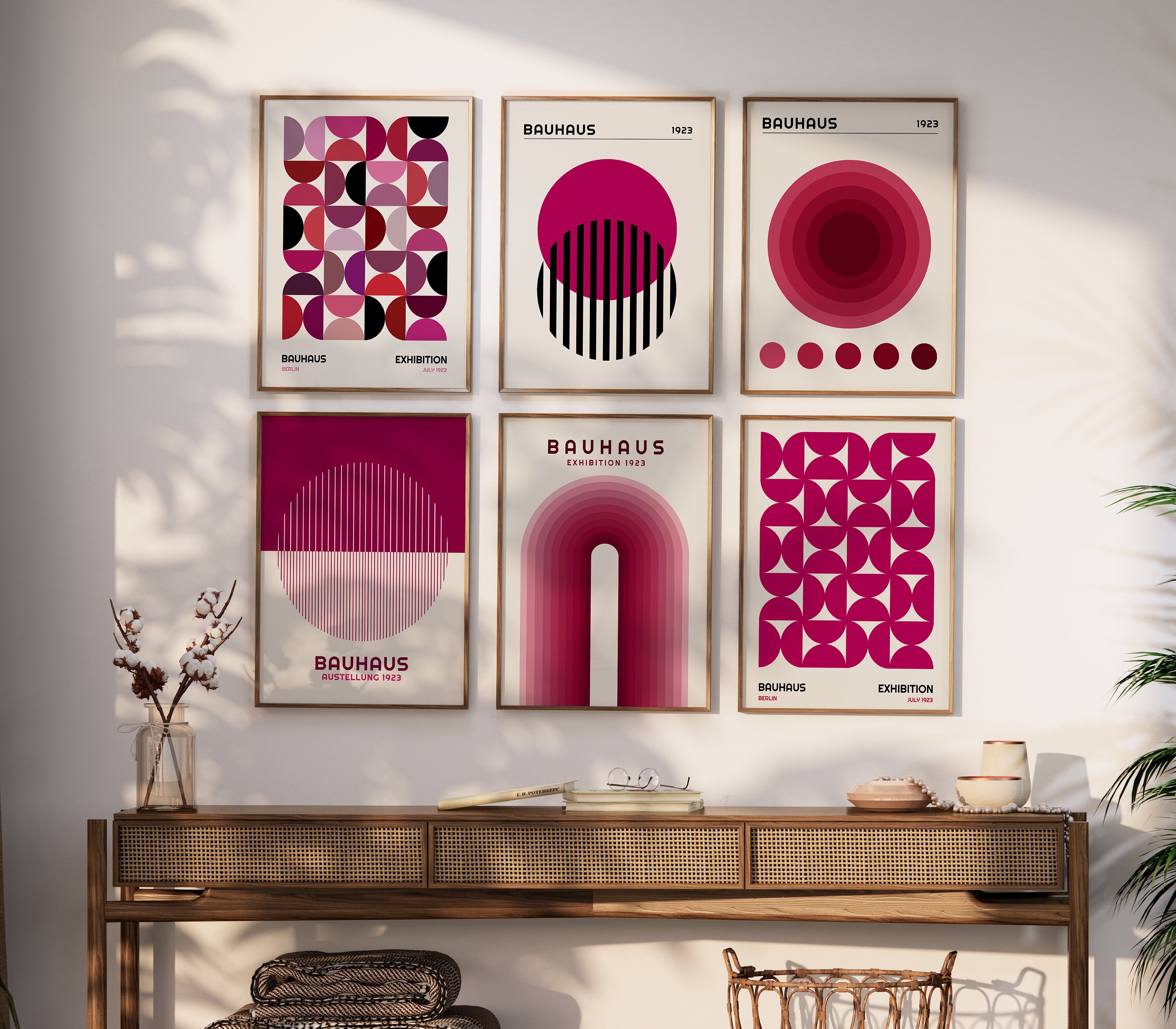 Pastel Pink Printable Poster / Retro Bauhaus Exhibition Artwork ...