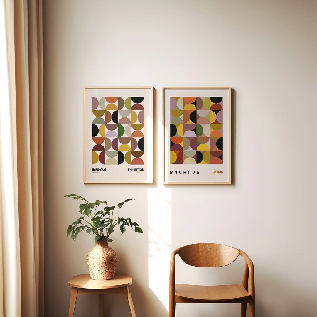 Pair of 2 Retro Poster Prints in Mid-century Modern Colors / Printable ...