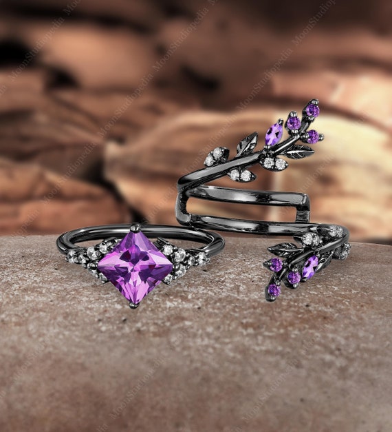 Amethyst princess cut ring store