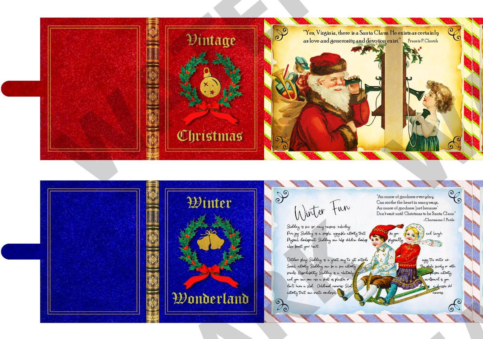 VINTAGE CHRISTMAS - A Set of 4 Printable Miniature Vintage Christmas ...