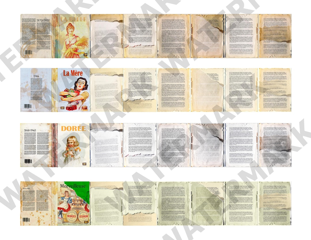 RIPPED VINTAGE - A Set of 12 Printable Miniature Ripped Vintage Books ...