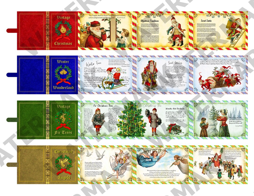 VINTAGE CHRISTMAS - A Set of 4 Printable Miniature Vintage Christmas ...