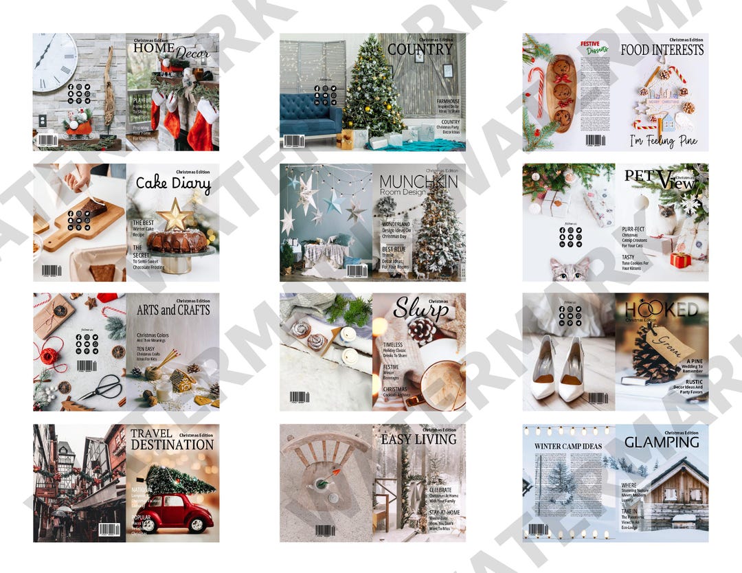 WINTER VARIETY - A Set of 12 Printable Dollhouse Miniature Magazine ...