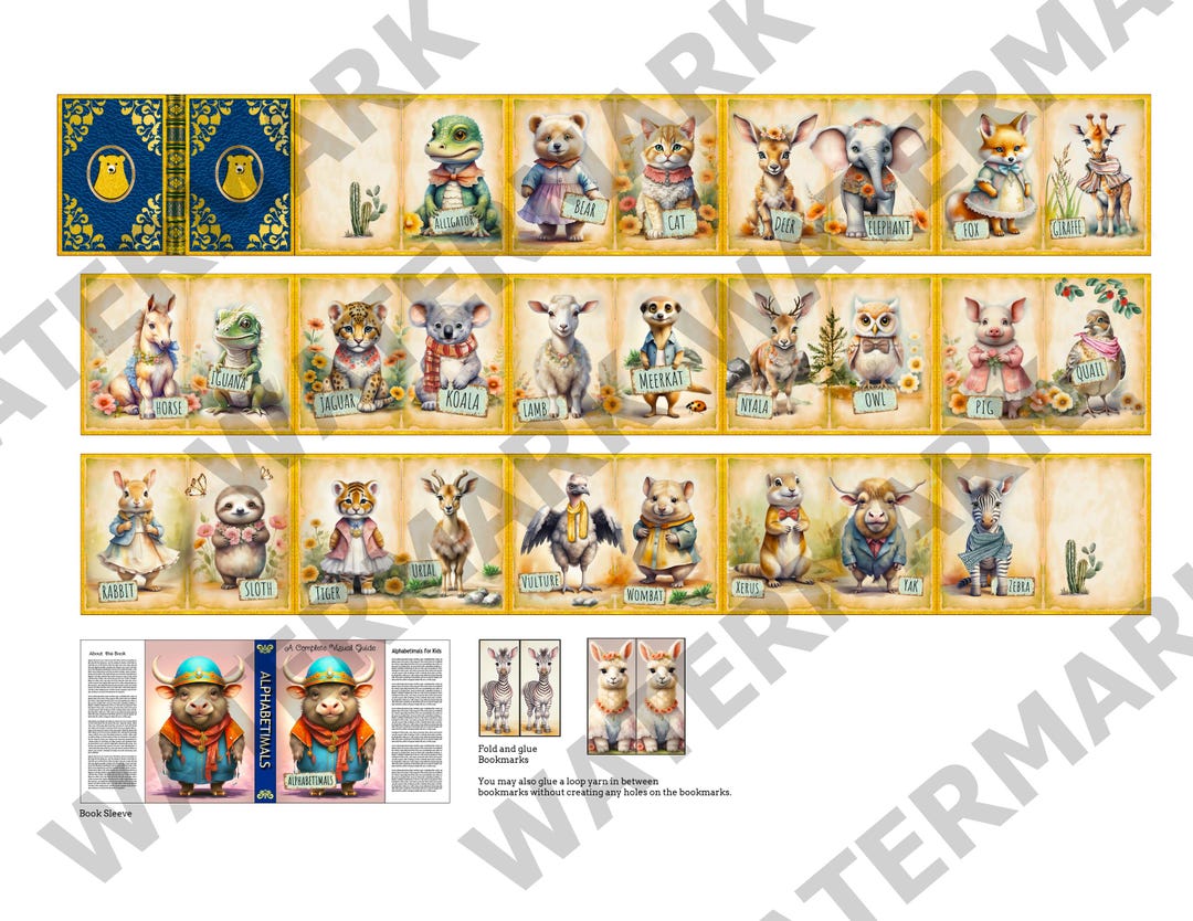 ALPHABETIMALS - A Printable Miniature Illustrated Book With Sleeve and ...