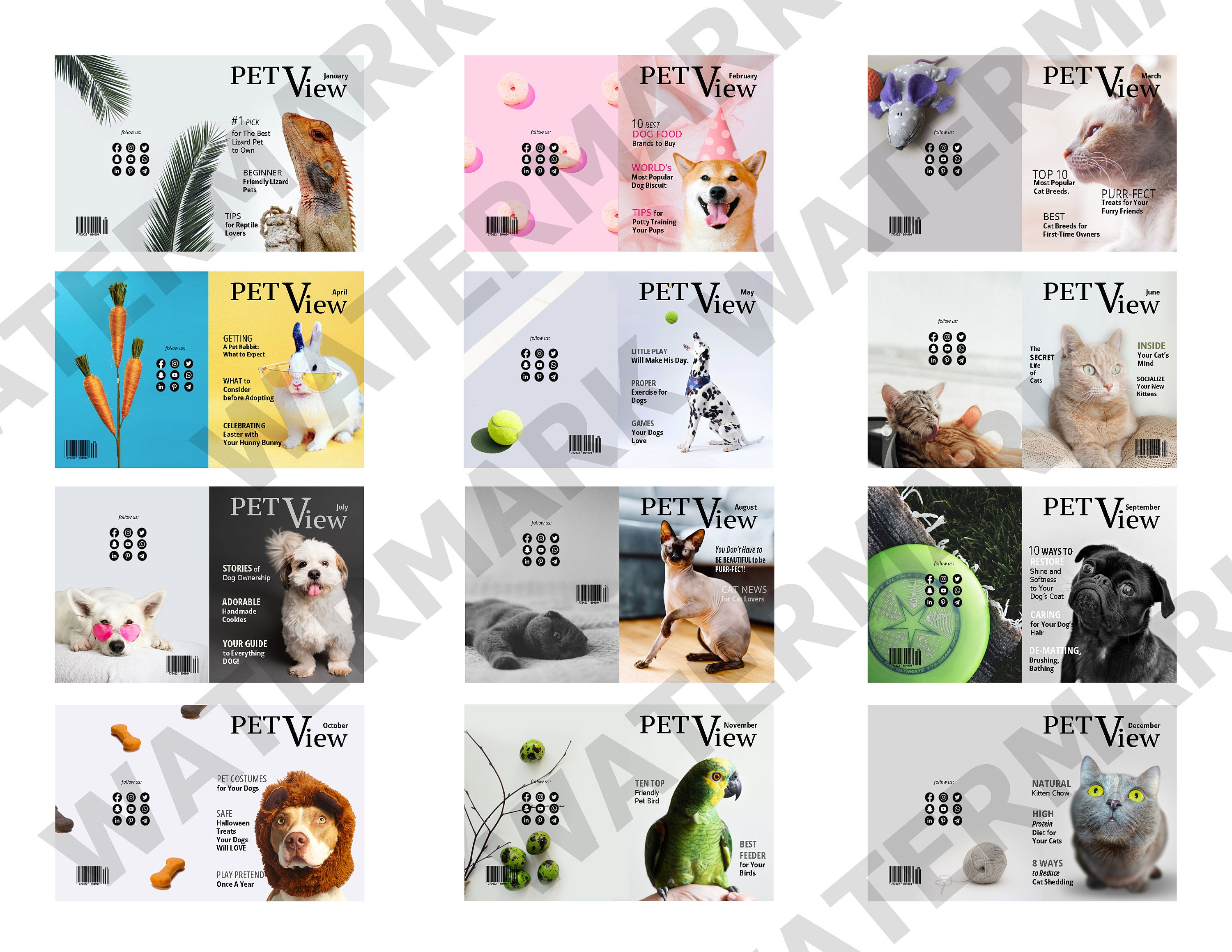 A Set of 12 PET THEMED Printable Dollhouse Miniature Magazine Covers - Etsy