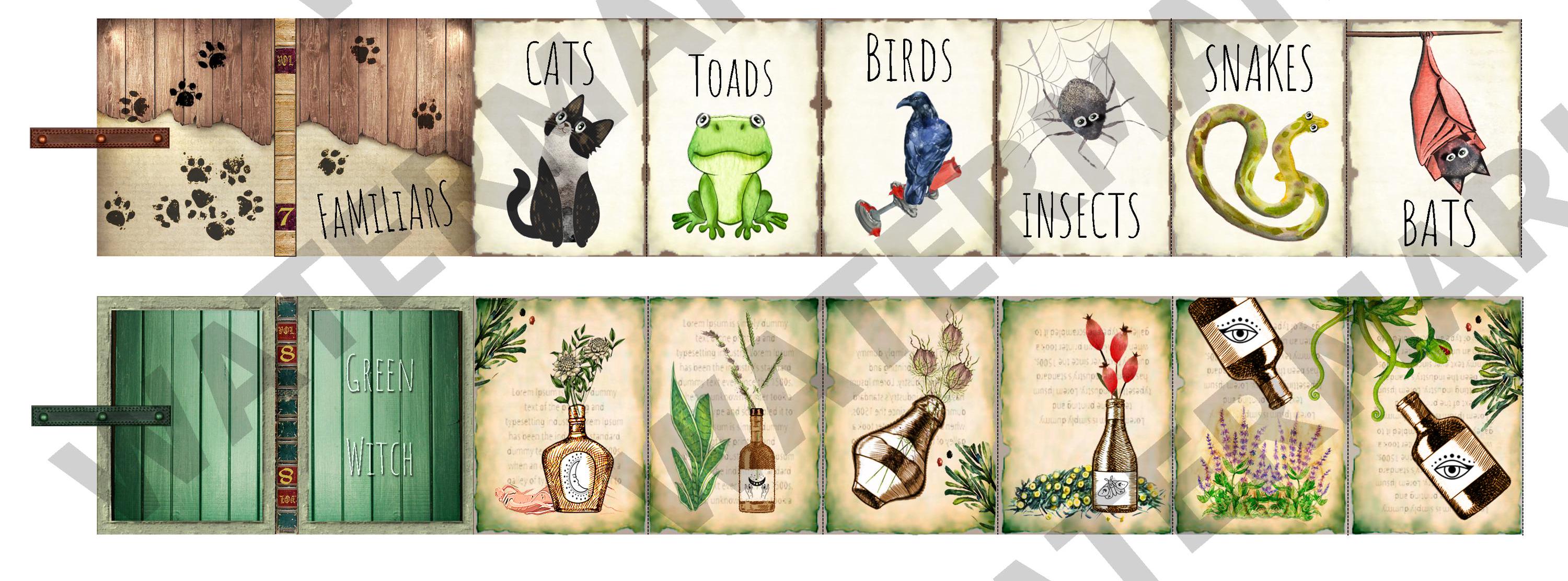 WITCHY BOOKS - A Set of 4 Printable Miniature Halloween (witch-themed ...