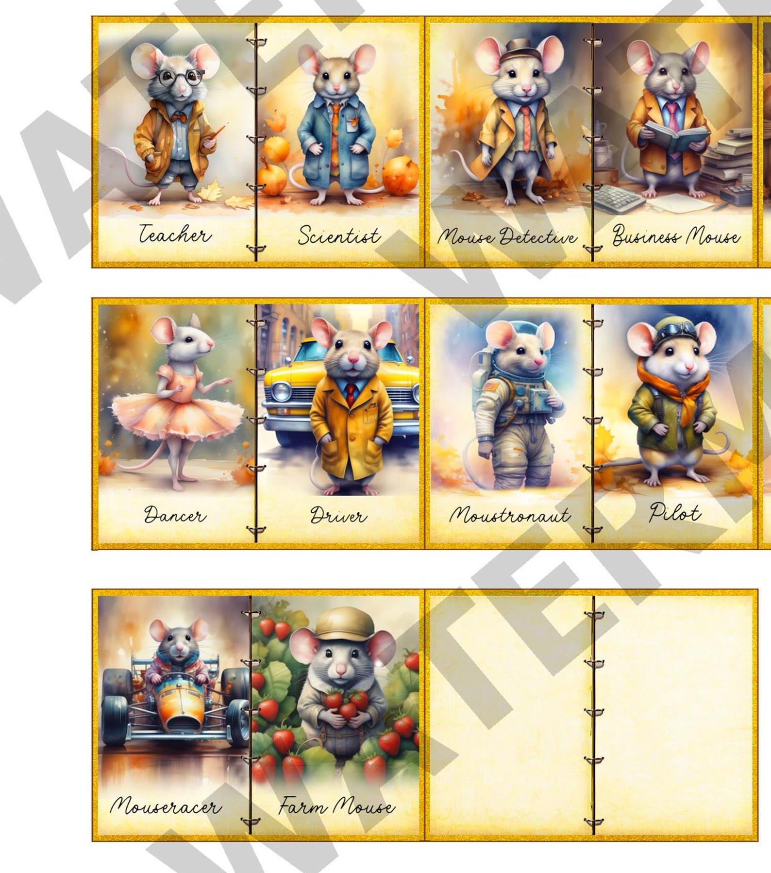 MICE AT WORK - A Printable Miniature Illustrated Book With Sleeve and ...