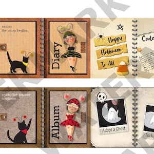 HALLOWEEN JOURNALS Miniature Printables: Illustrated Set of 4 (PDF ...