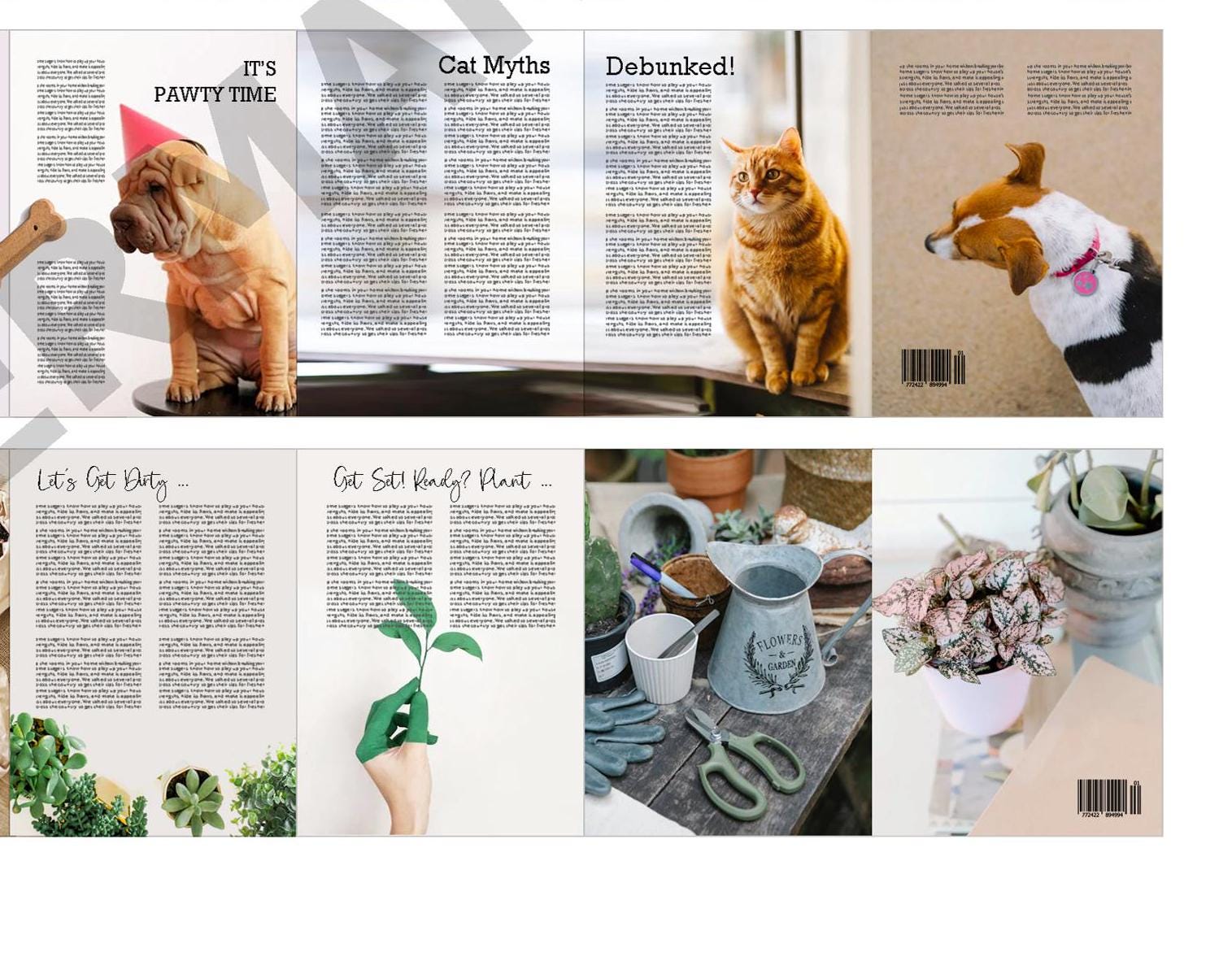 HOME MAGAZINES - A Set of 4 Assorted Printable Miniature Home Magazines ...
