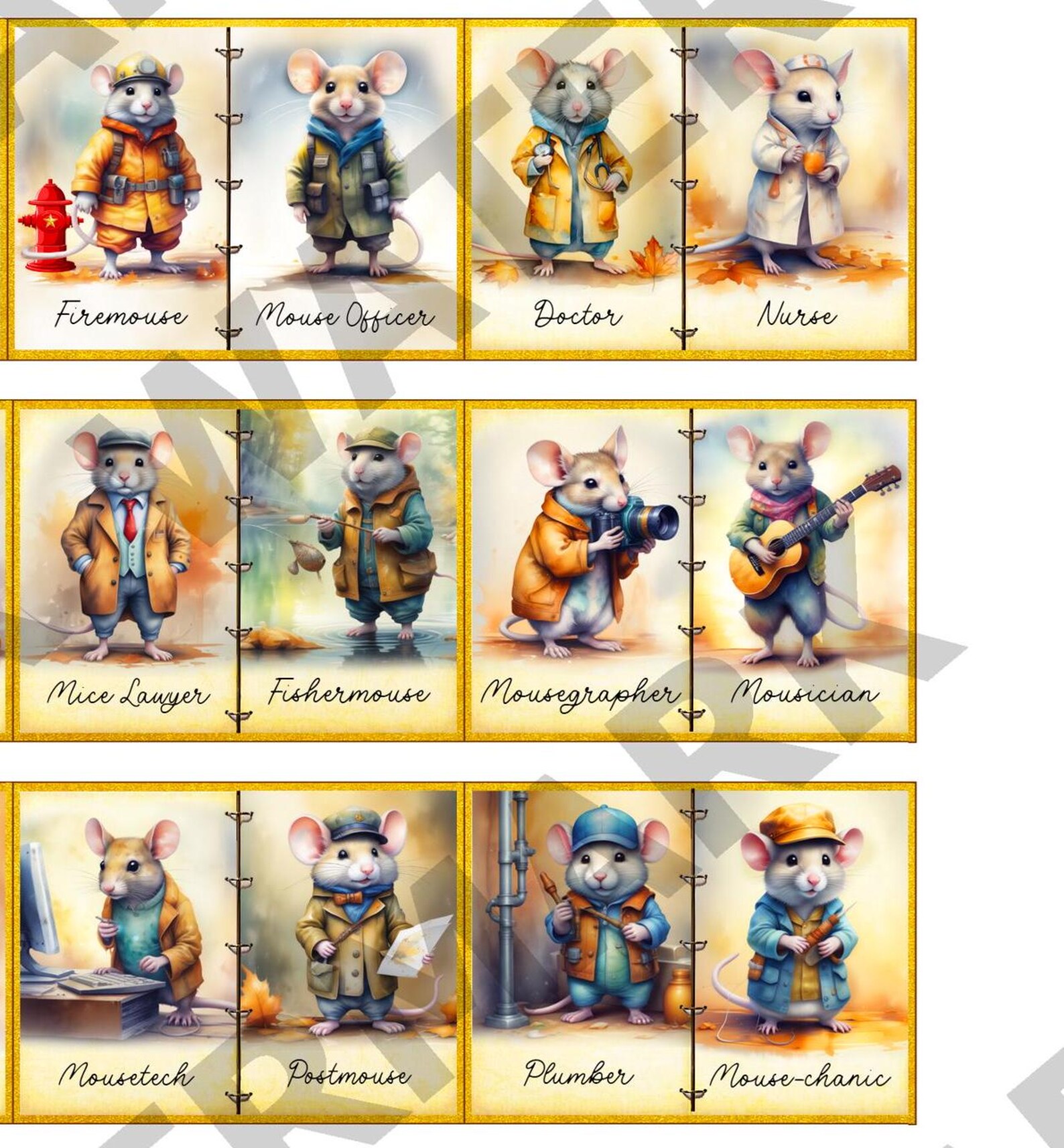 MICE AT WORK - A Printable Miniature Illustrated Book With Sleeve and ...