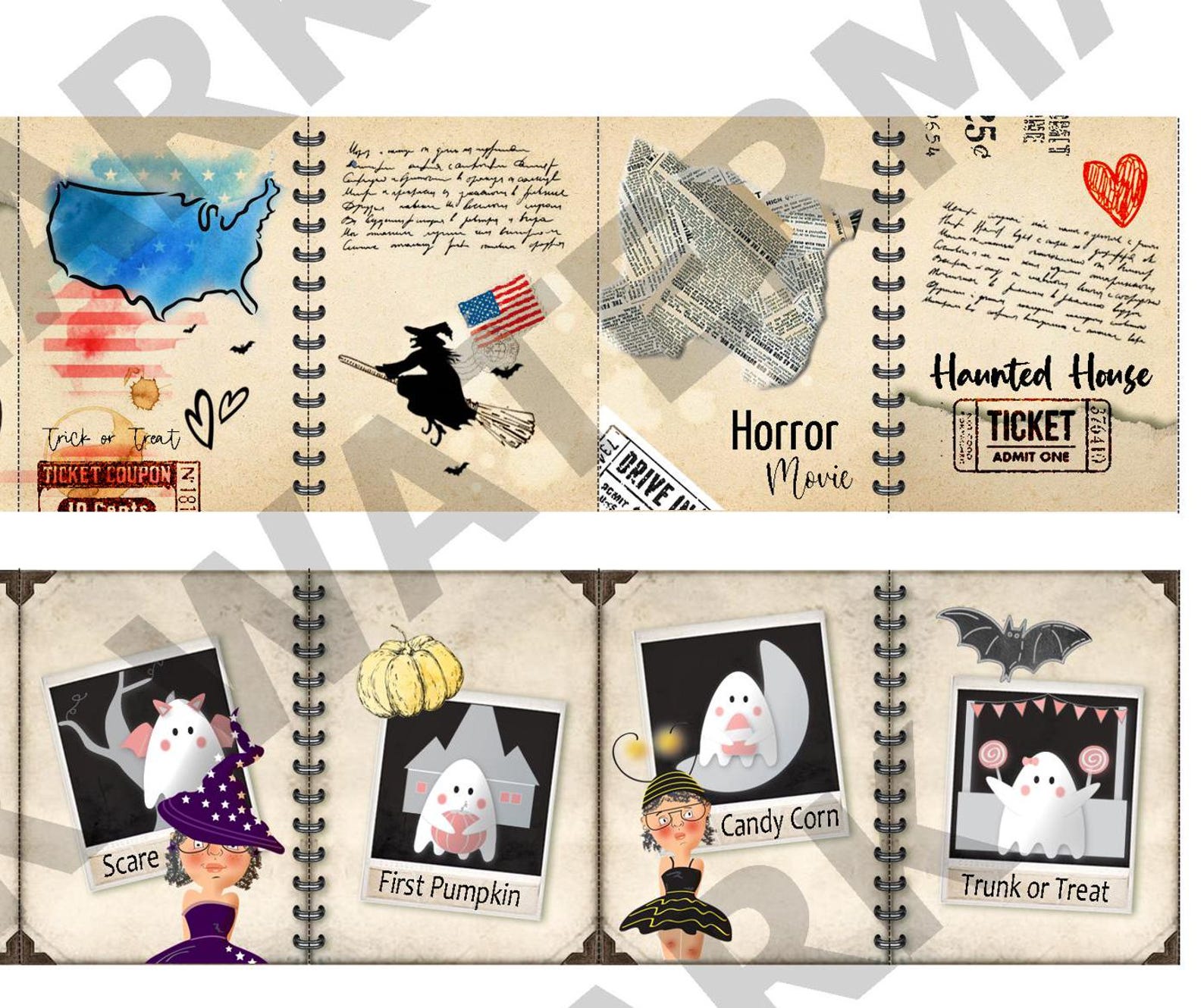 HALLOWEEN JOURNALS Miniature Printables: Illustrated Set of 4 (PDF ...