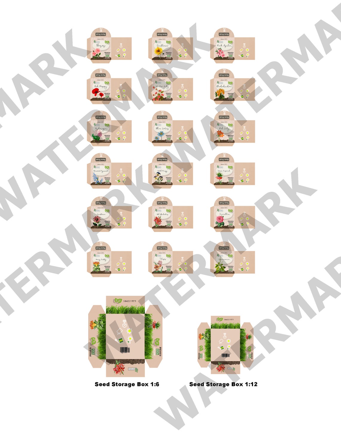 FLOWER BOOKS & SEEDS Packets: Miniature Printable Set - Etsy