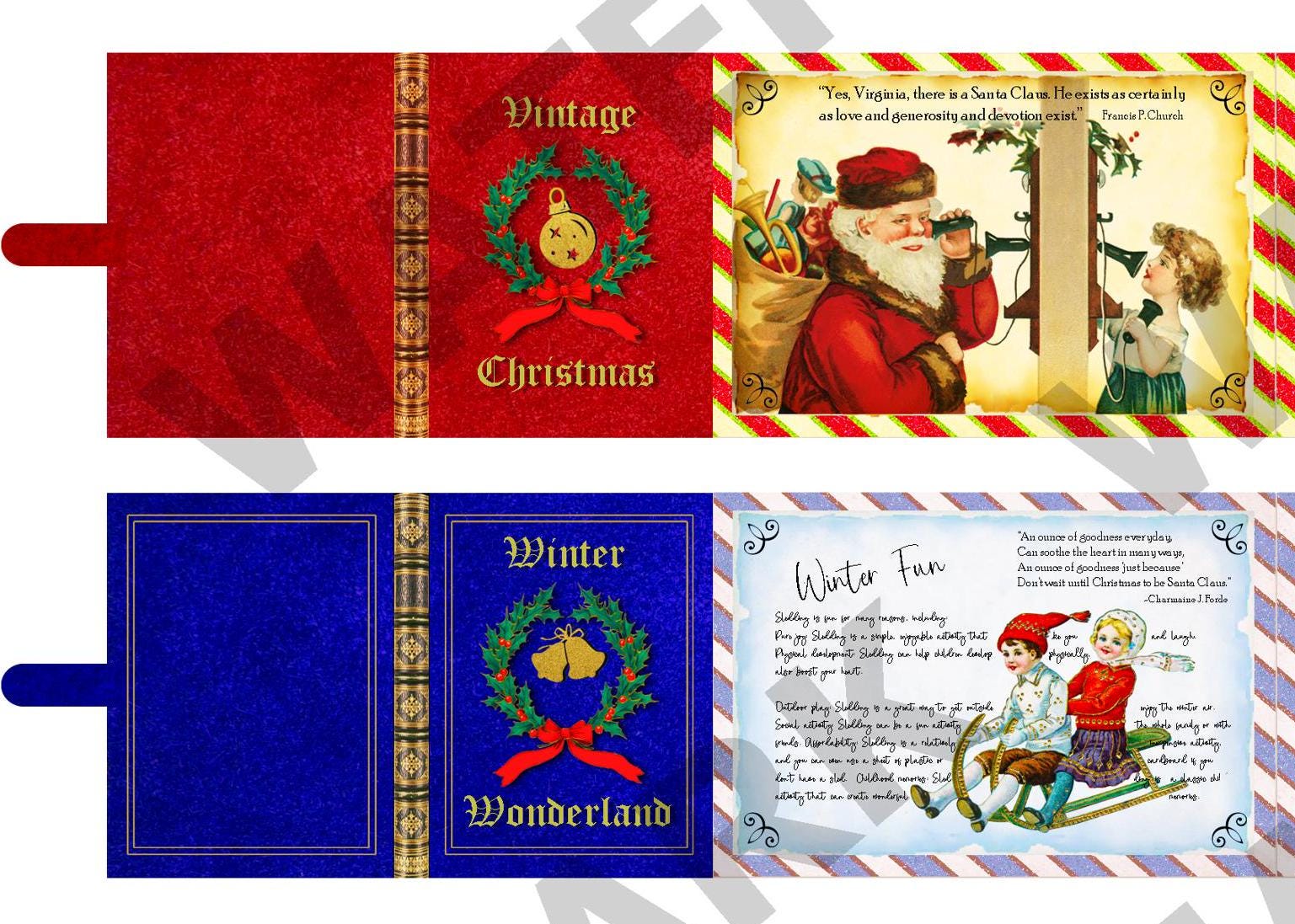 A Set of 4 Printable Miniature Vintage Christmas Books - Etsy