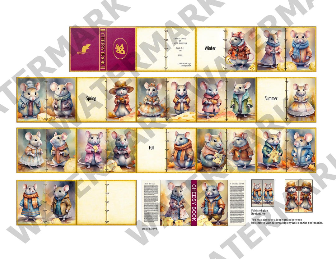 CHEESY BOOK - A Printable Miniature Illustrated Book With Sleeve and ...