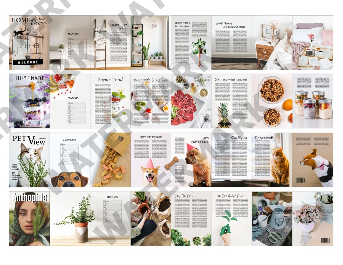 HOME MAGAZINES - A Set of 4 Assorted Printable Miniature Home Magazines ...