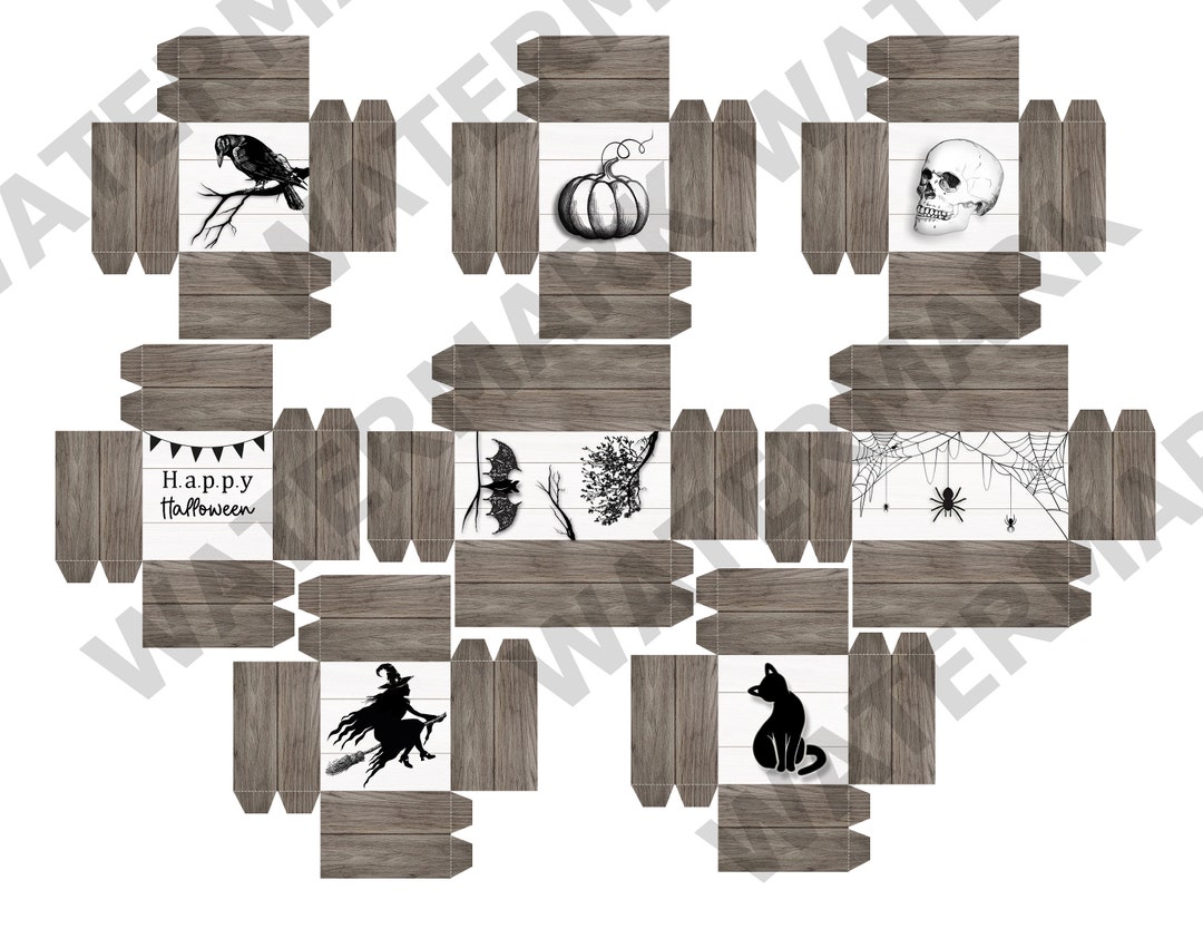 A Set of 8 Printable Miniature Halloween Decor - Etsy
