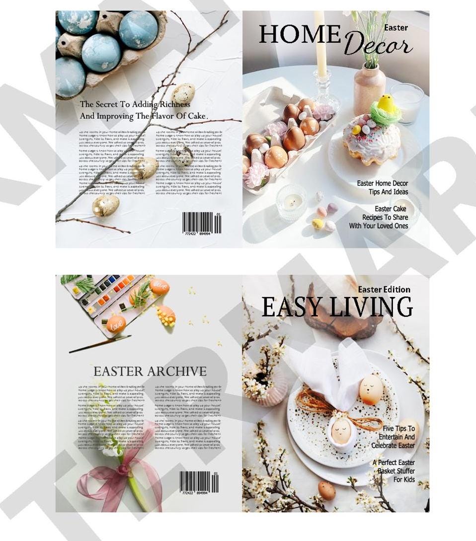 A Set of 12 ASSORTED EASTER Printable Dollhouse Miniature Magazine ...