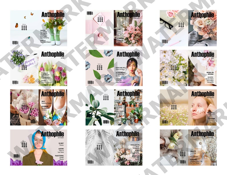 ANTHOPHILE - A Set of 12 Miniature Printables Dollhouse Magazine Covers ...
