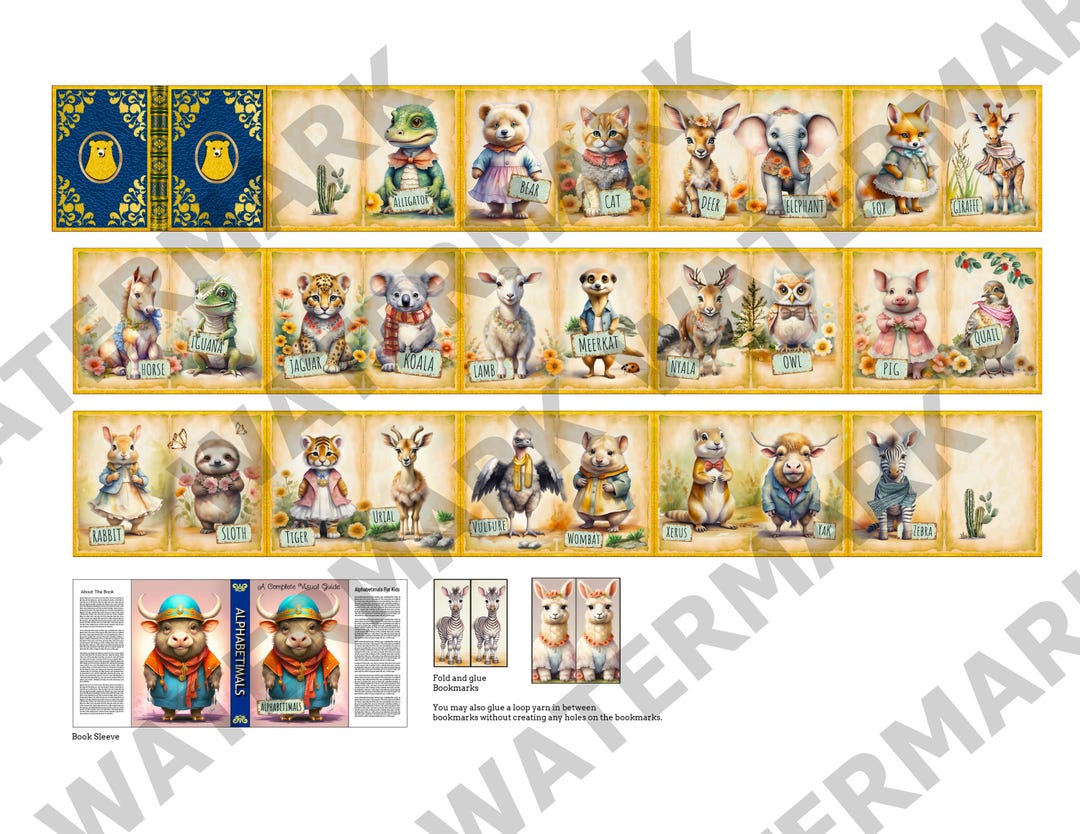 ALPHABETIMALS - A Printable Miniature Illustrated Book With Sleeve and ...