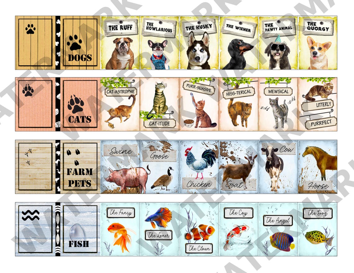 PETS - A Set of 4 Printable Miniature Animals/ Pet-themed Books - Etsy