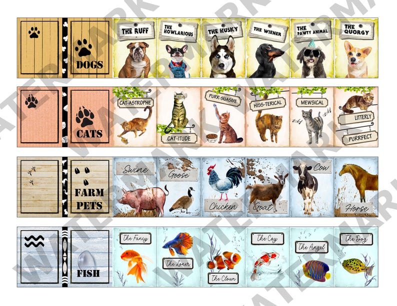 PETS - A Set of 4 Printable Miniature Animals/ Pet-themed Books - Etsy