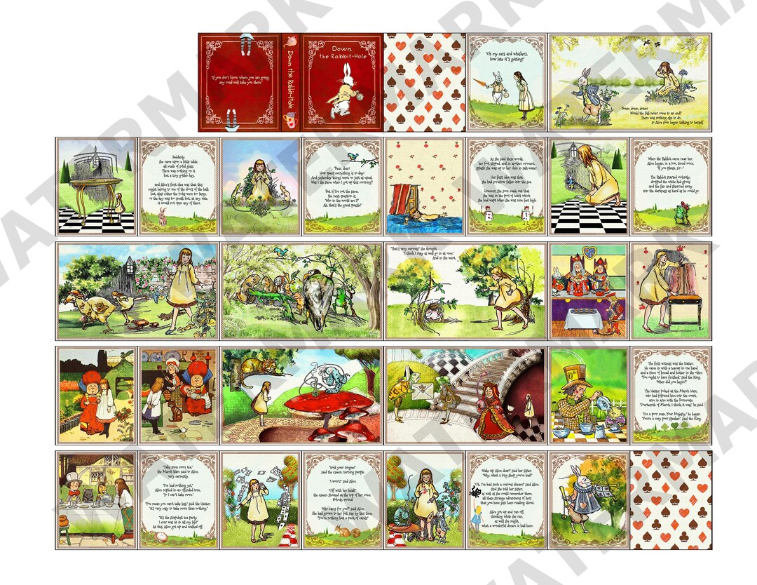 DOWN the RABBIT HOLE - Printable Miniature Book of Alice in Wonderland ...
