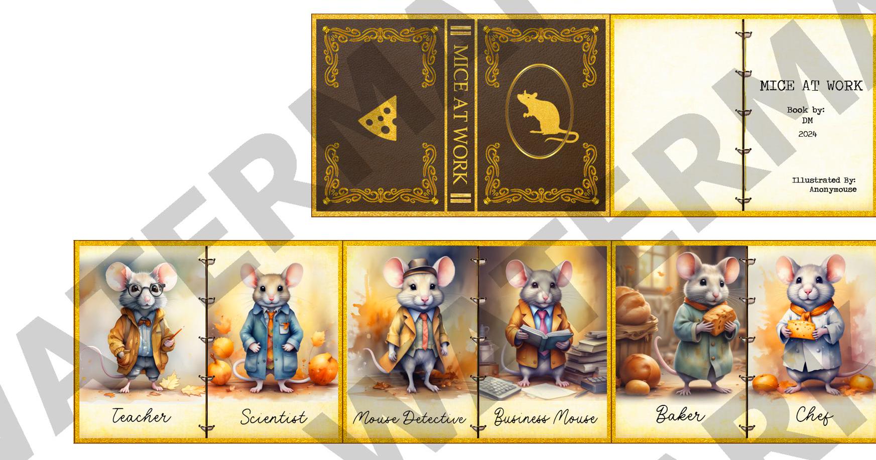 MICE AT WORK - A Printable Miniature Illustrated Book With Sleeve and ...