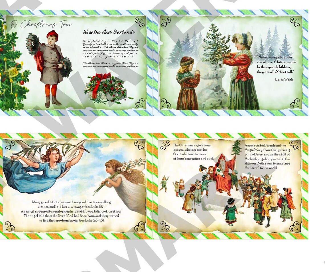 VINTAGE CHRISTMAS - A Set of 4 Printable Miniature Vintage Christmas ...