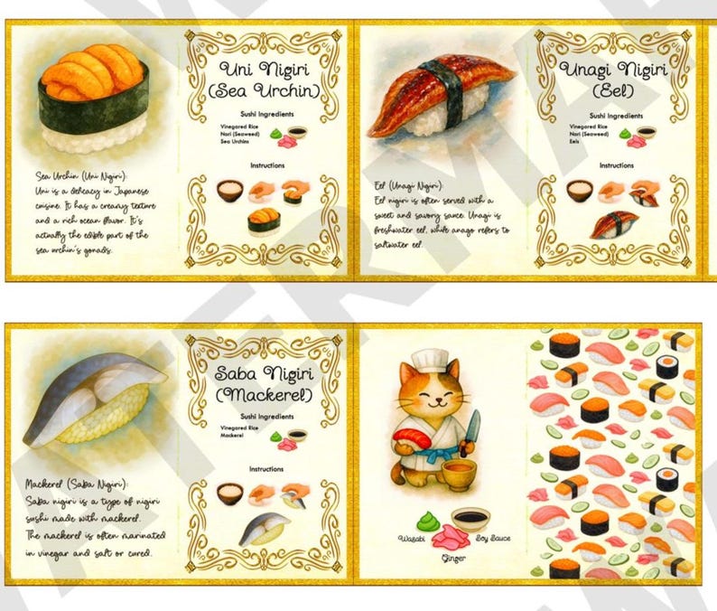 NIGIRI SUSHI COOKBOOK - Printable Miniature Cookbook - Etsy