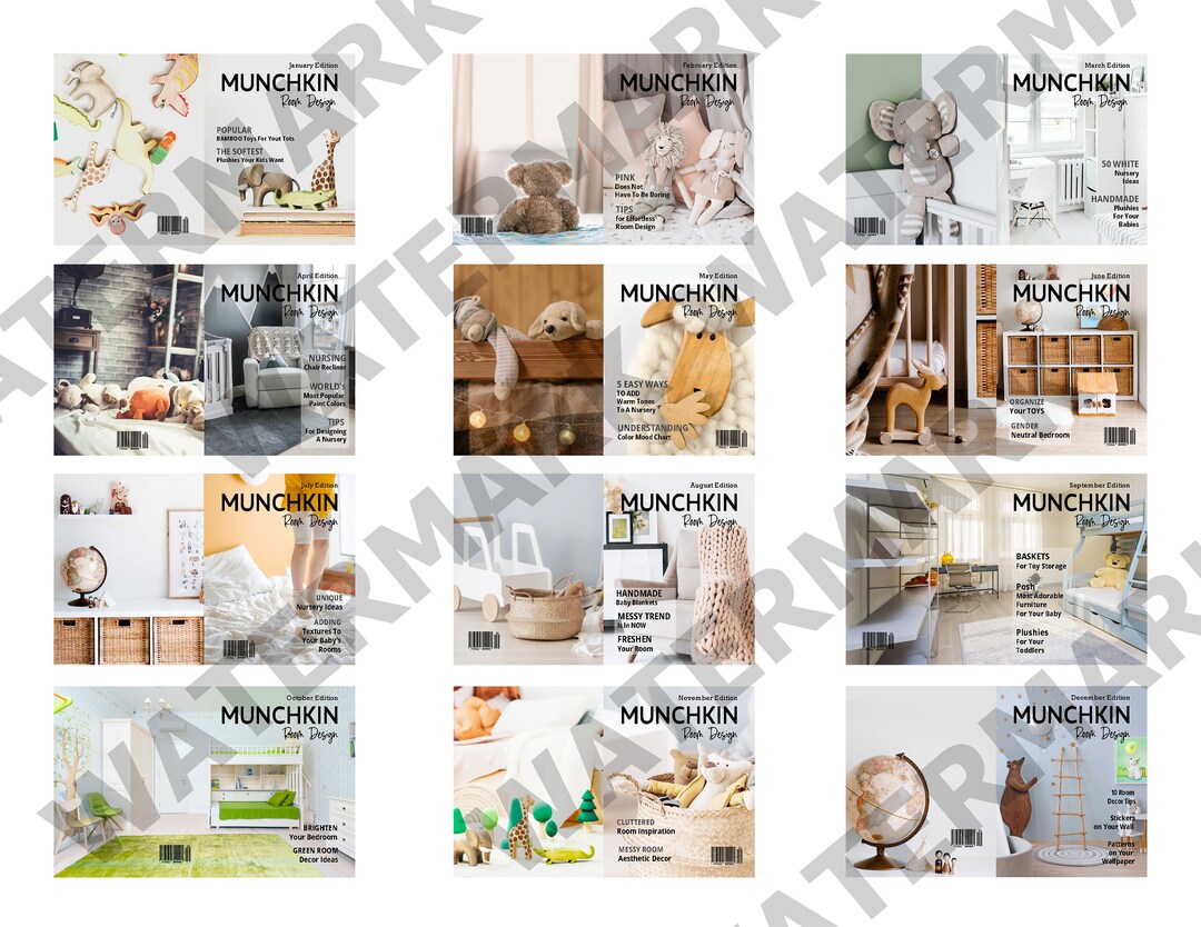 A Set of 12 NURSERY Miniature Magazine Covers Printables - Etsy