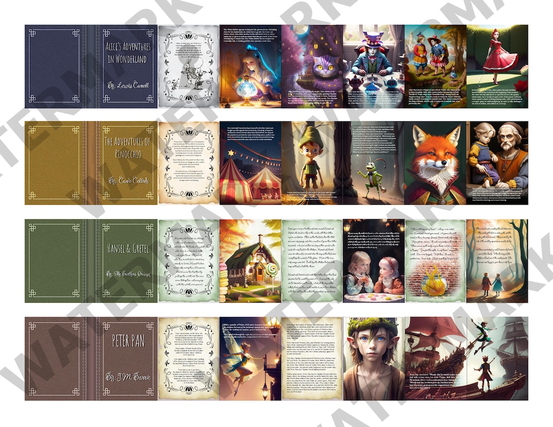 A Set of 4 Printable Miniature Classic Children's Adventure Books - Etsy