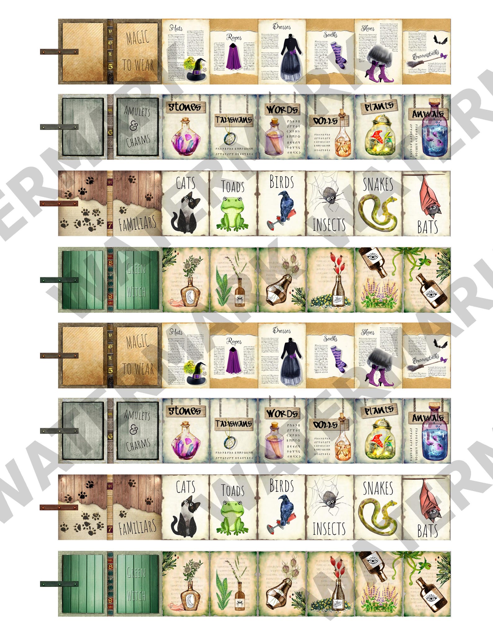 WITCHY BOOKS - A Set of 4 Printable Miniature Halloween (witch-themed ...