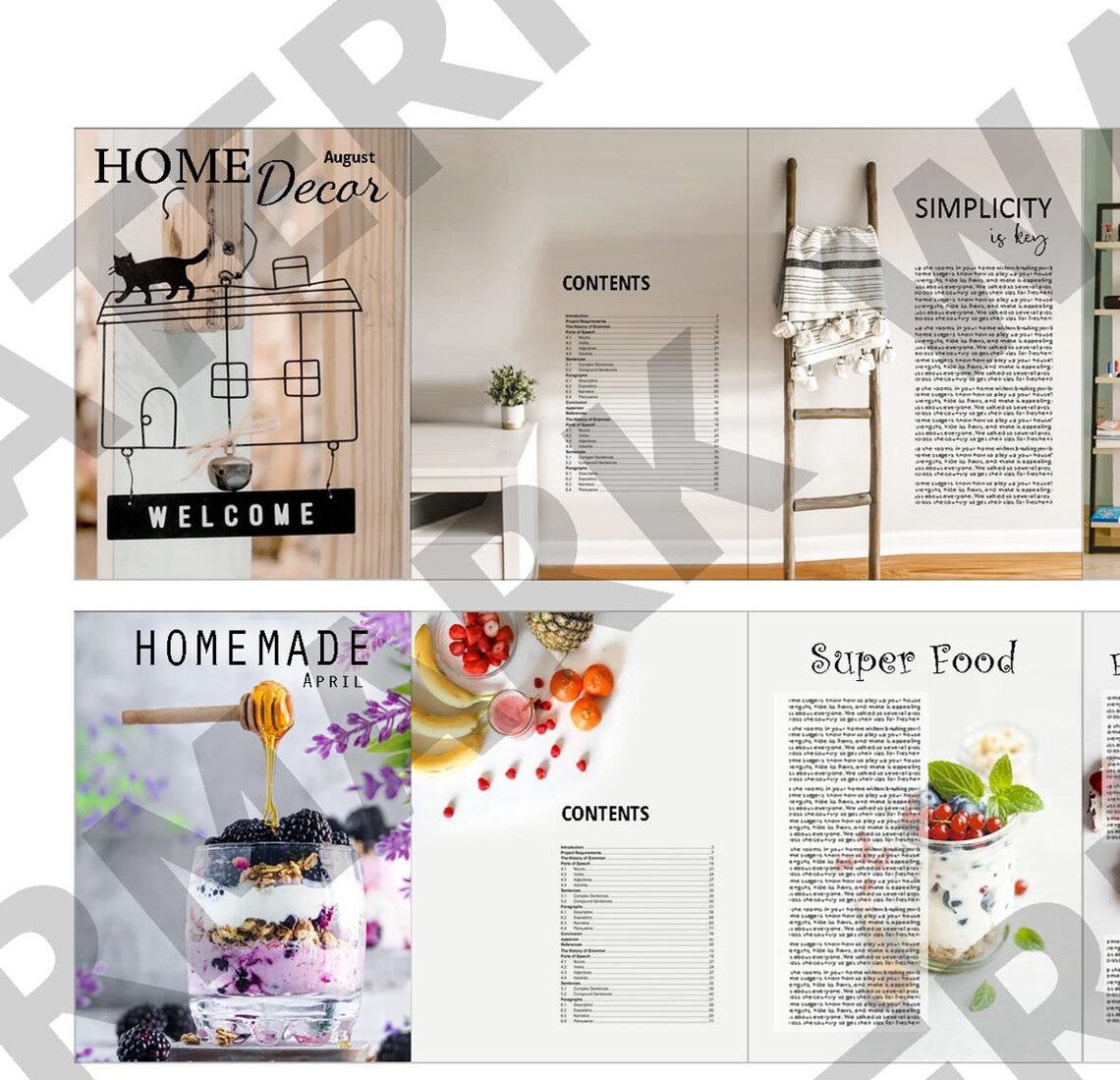 HOME MAGAZINES - A Set of 4 Assorted Printable Miniature Home Magazines ...