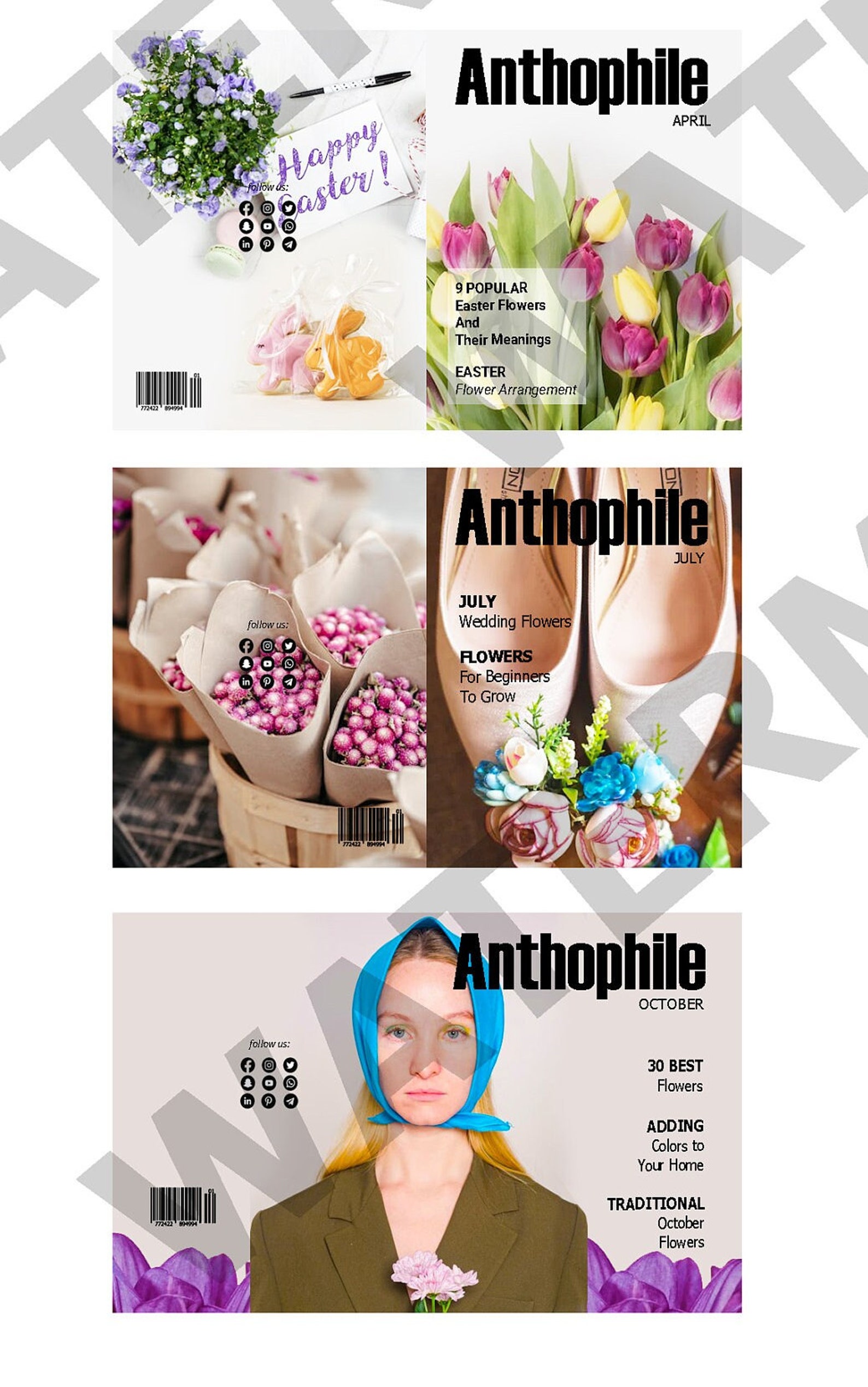 ANTHOPHILE - A Set of 12 Miniature Printables Dollhouse Magazine Covers ...