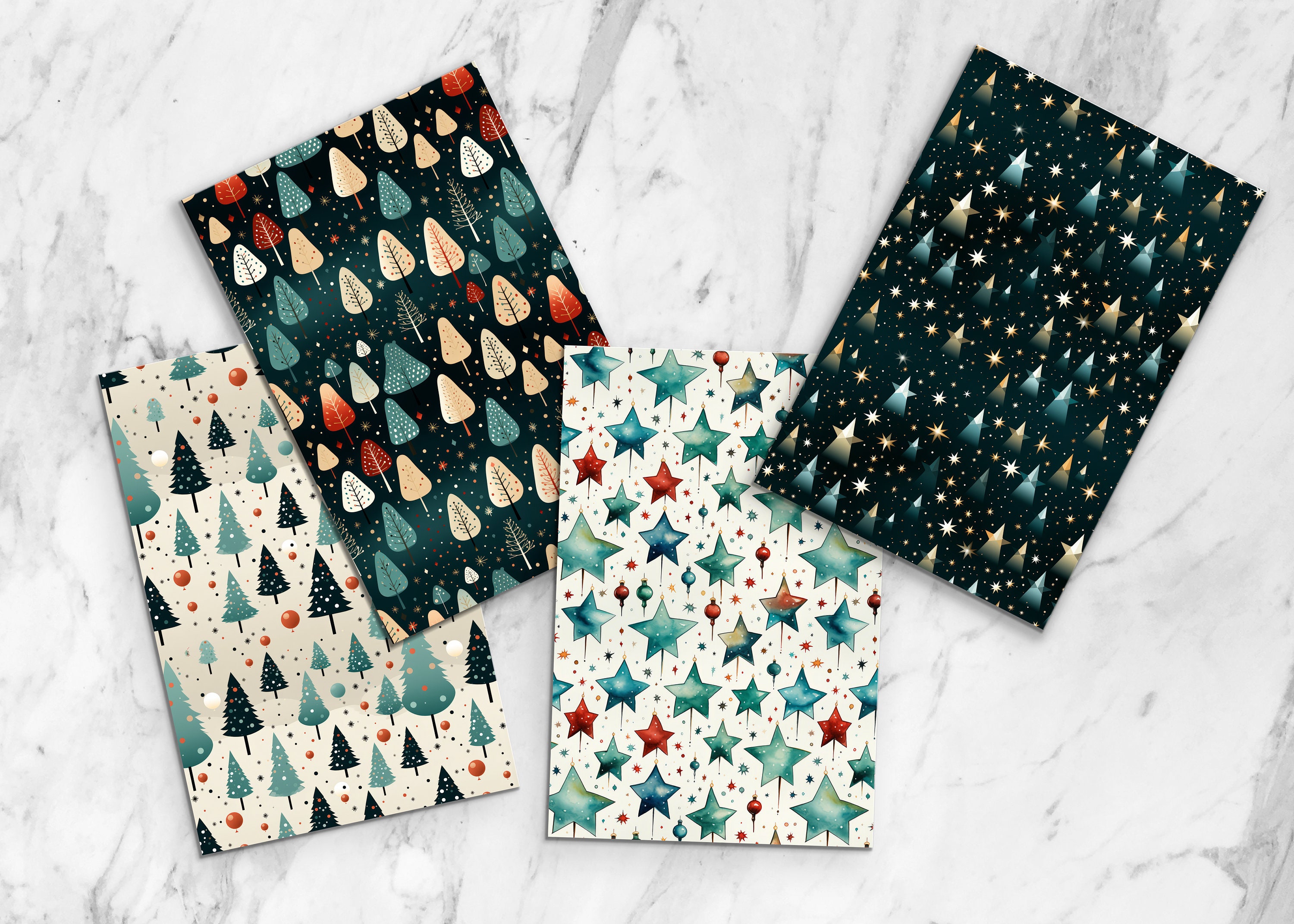 58 Christmas Decorations Digital Paper Festive Designs for Your Holiday ...