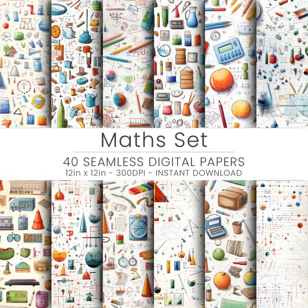 Math Digital Scrapbook Paper - Etsy