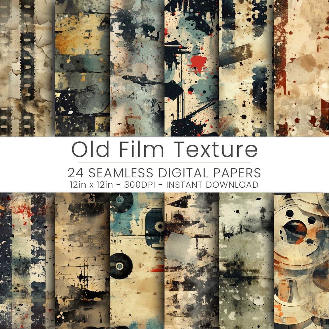 24 Old Filmtexture Digital Paper, Repeating Pattern, Home Decoration ...