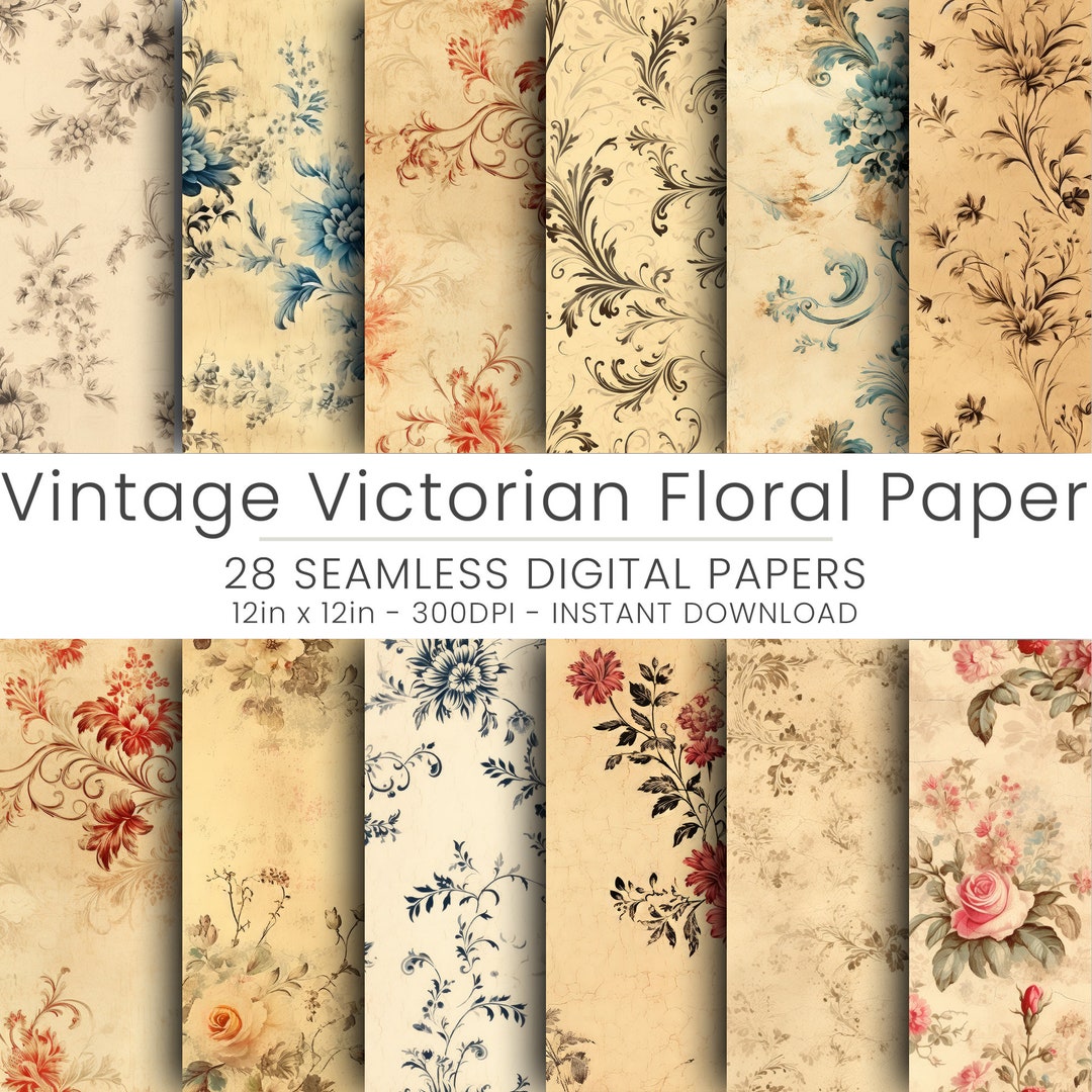 28 Vintage Victorian Floral Paper Digital Paper, Home Decor, Repeatable ...