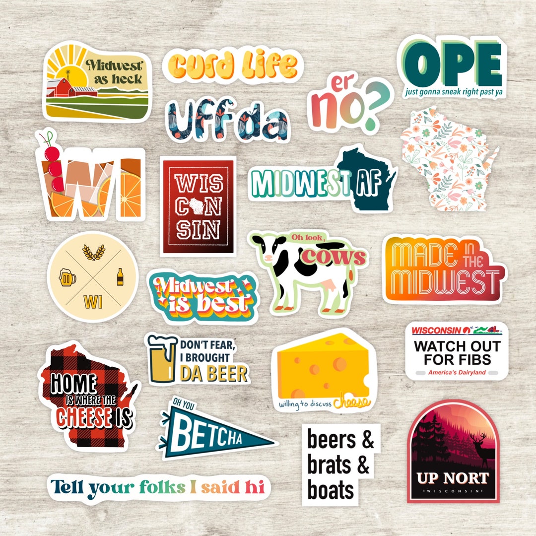 WISCONSIN Sticker Pack 21: Midwest as Heck Curd Life OPE - Etsy