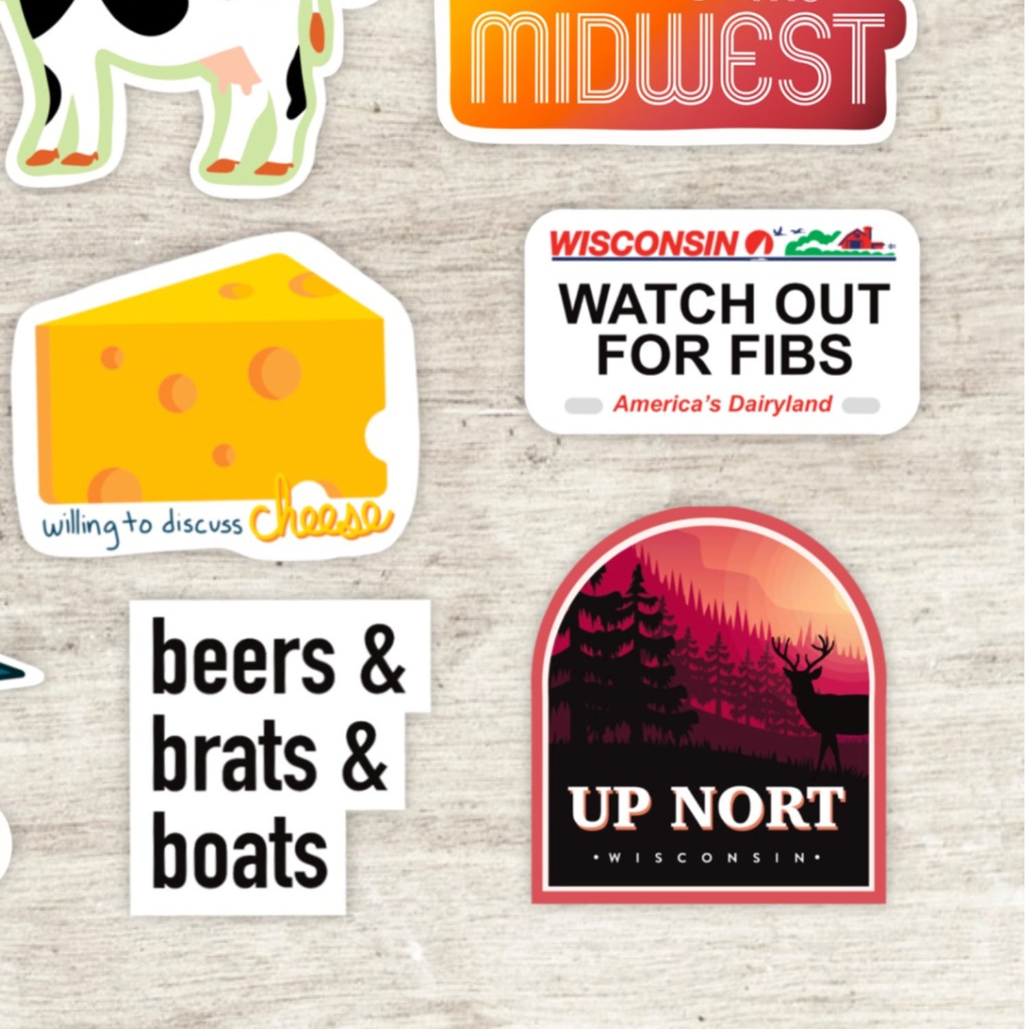WISCONSIN Sticker Pack 21: Midwest as Heck Curd Life OPE - Etsy