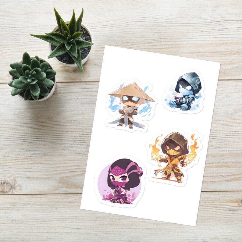 Cute Mortal Kombat Sticker Sheet, Raiden, Sub-zero, Scorpion, Mileena ...