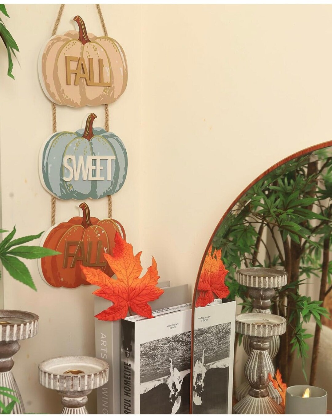 Fall Hanging Wall Sign Wood Pumpkin Door Hanger Fall Signs Hanging ...