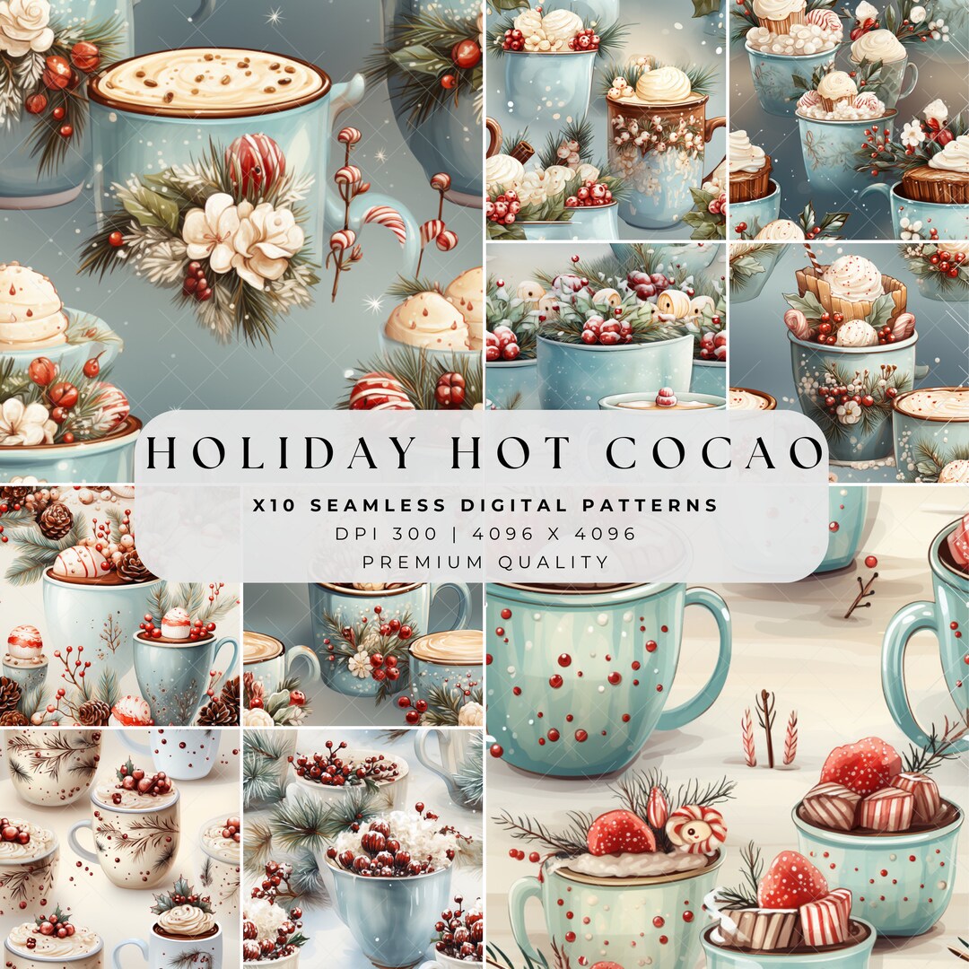 Watercolor Hot Chocolate Seamless Pattern Hot Cocao Christmas - Etsy