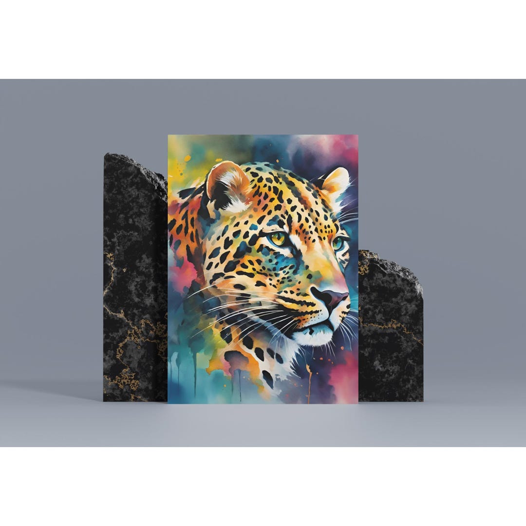 Abstract Leopard Portrait - Watercolor Digital Art, Modern Wall Art ...