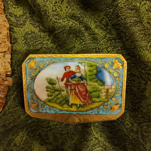 Antique Italian 800 Silver Enamel Powder Compact - Etsy