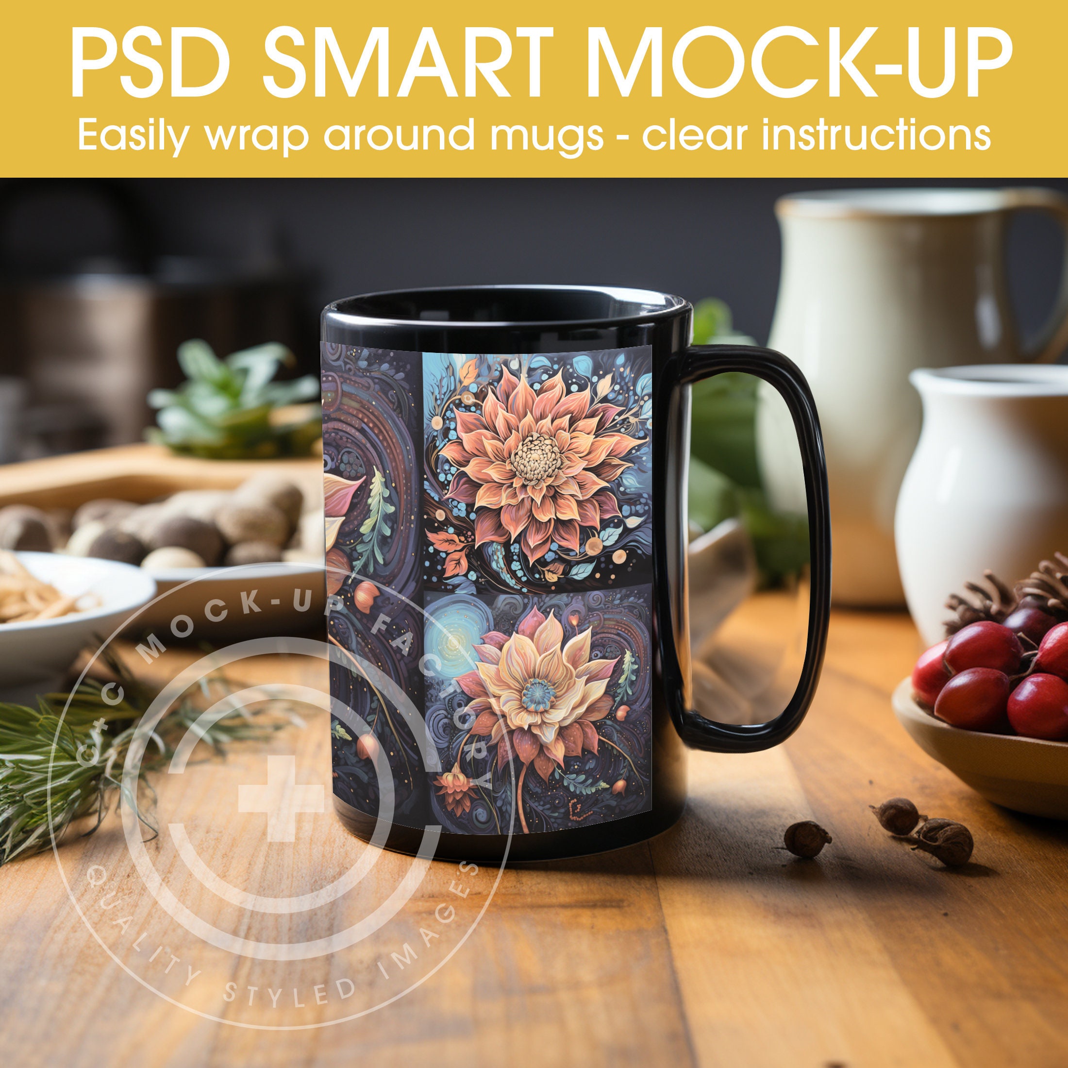 15 Oz Black Mug Mockup, Editable Photo Mockup, 15oz Mug Mockup, Mug ...