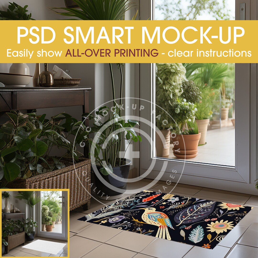 PSD Indoor/outdoor Rug Mockup, AOP Editable Welcome Mat Mockup, Outdoor ...