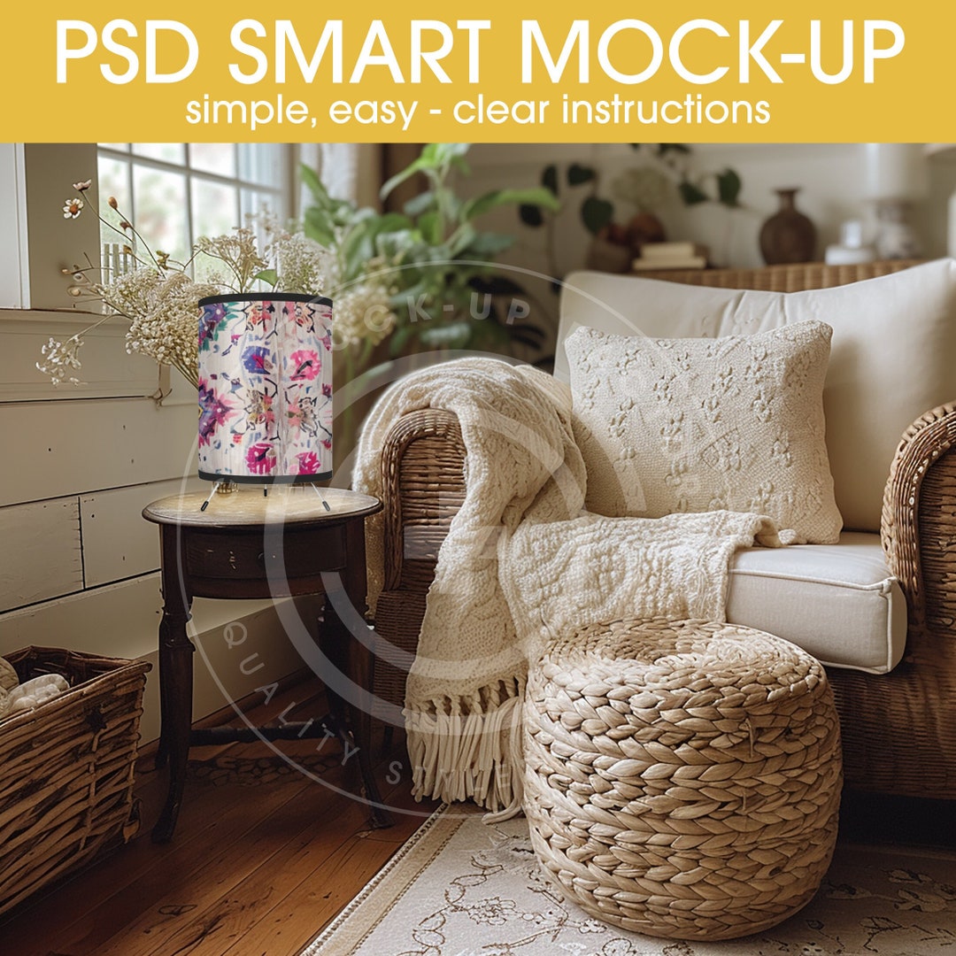 Tripod Lamp Mockup, Editable PSD Smart Photo Mockup, AOP Lamp on ...