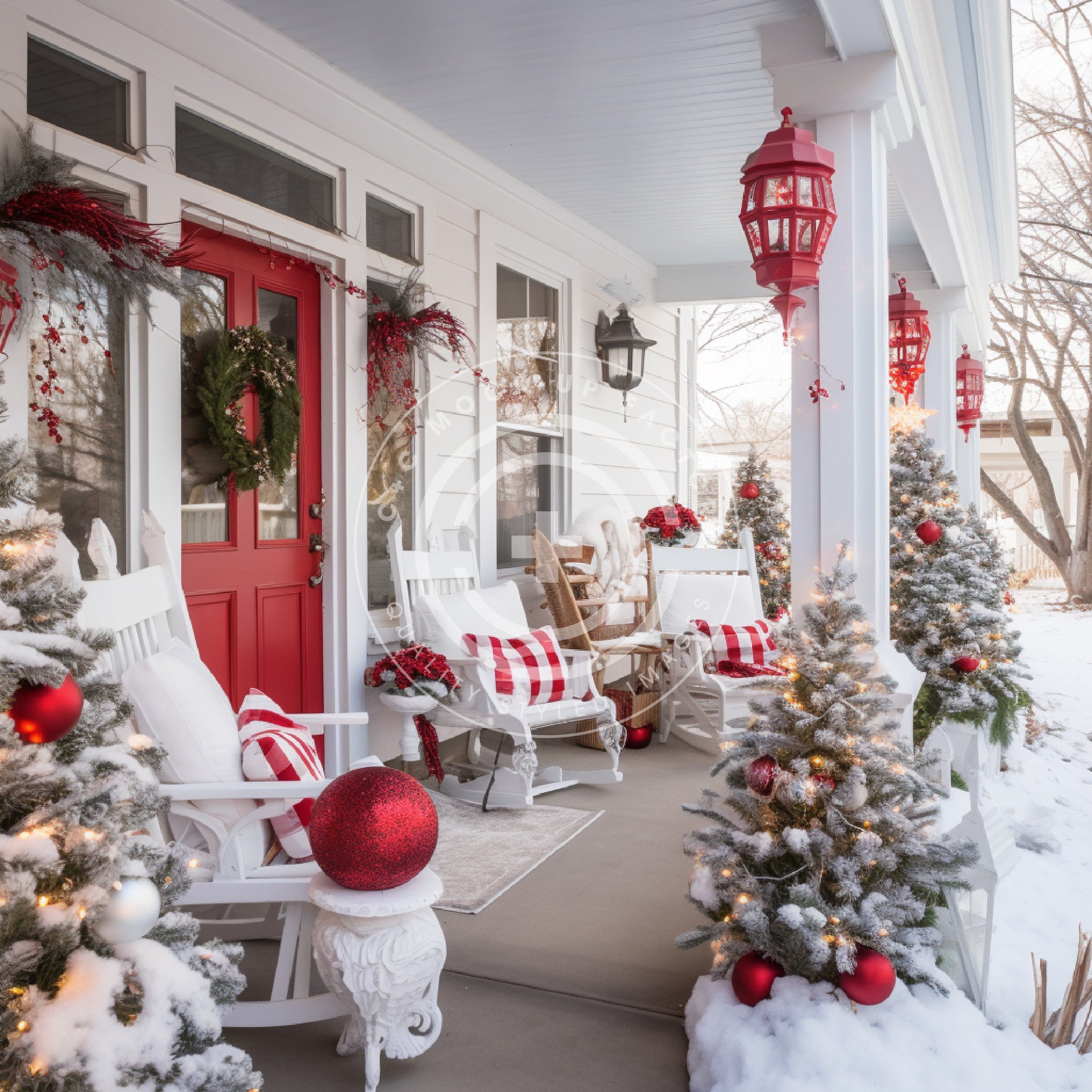 Christmas Front Door Stock Photo Mockup Image - French Country ...