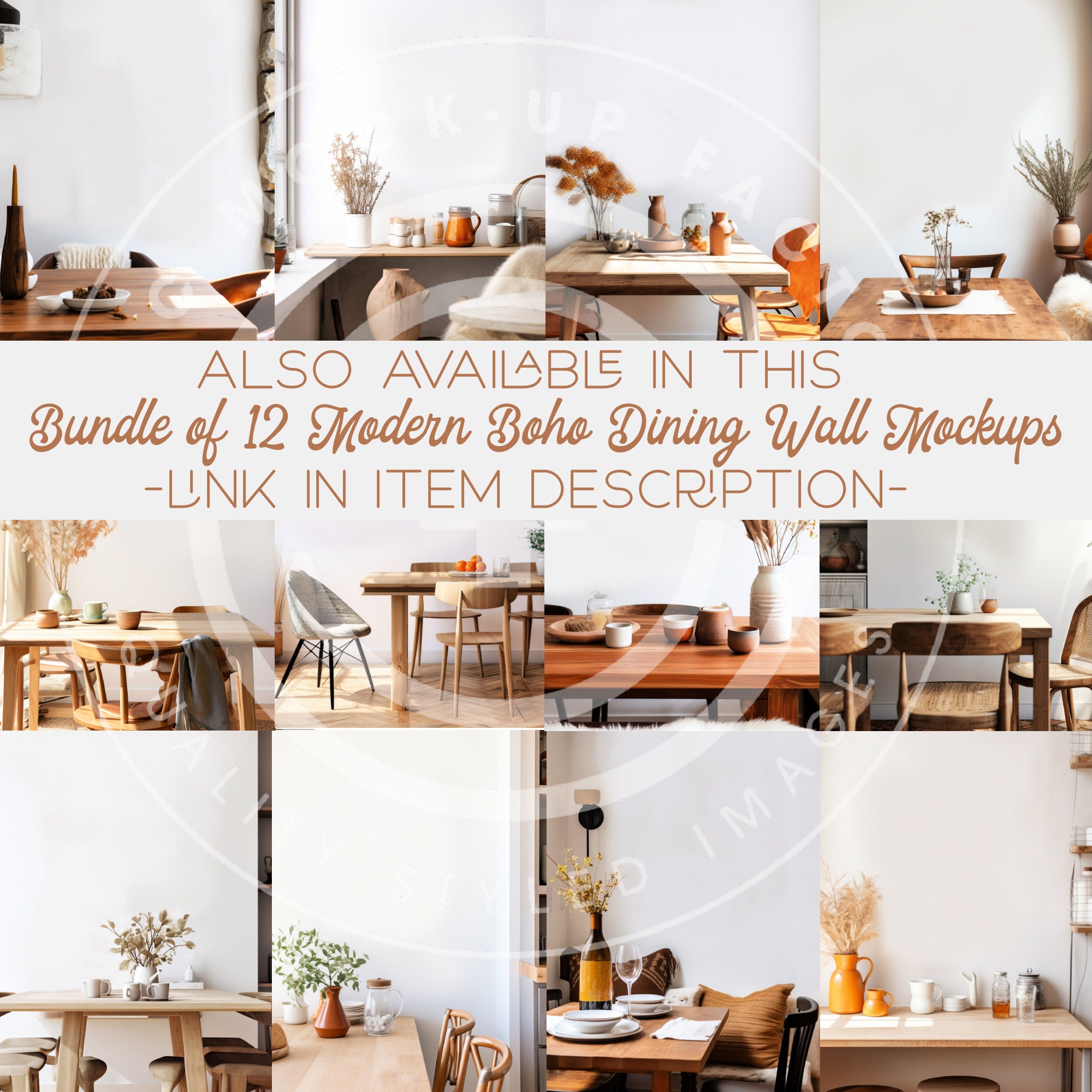 Dining Room Boho Blank Wall Mockup Photo Modern Boho Hippie Aesthetic ...